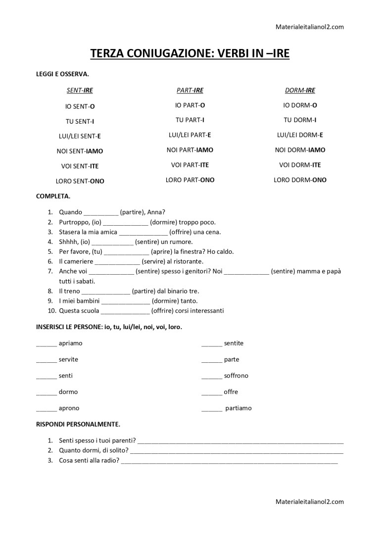 Grammatica – Materiale Italiano L2